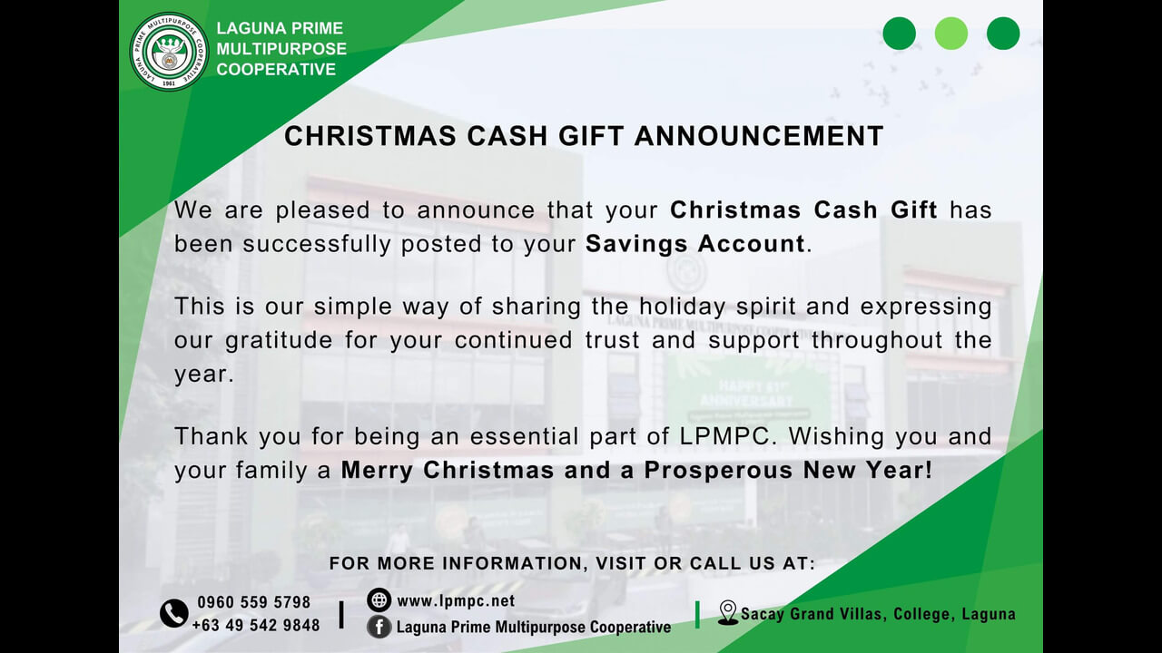 Christmas Cash Gift - LPMPC