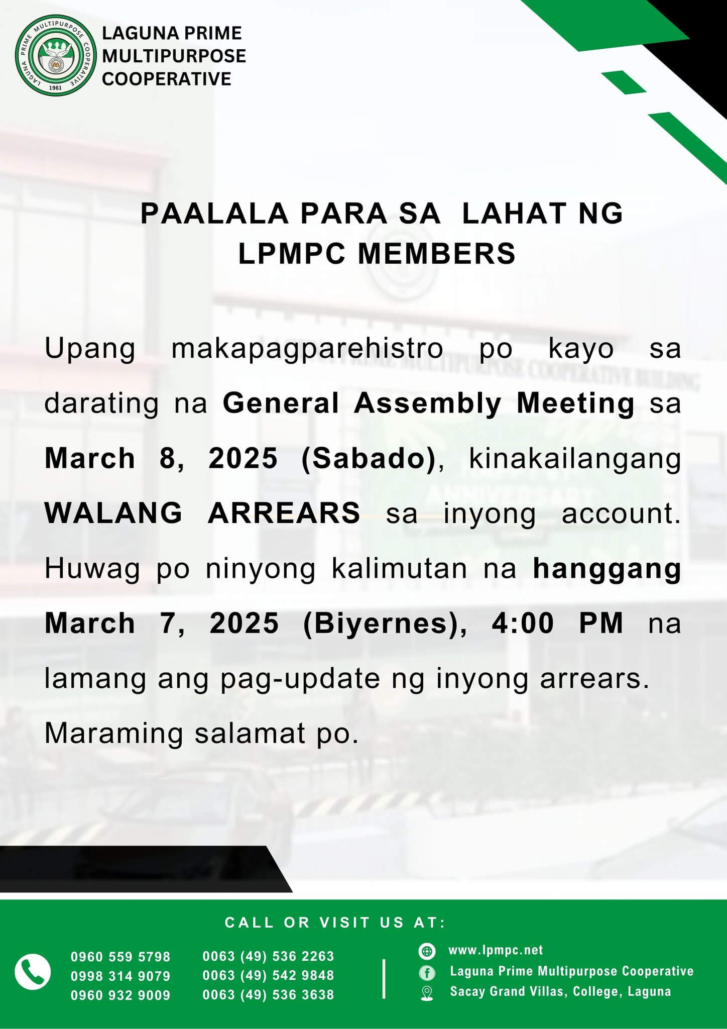 Announcement About GAM Registration 2025 - LPMPC