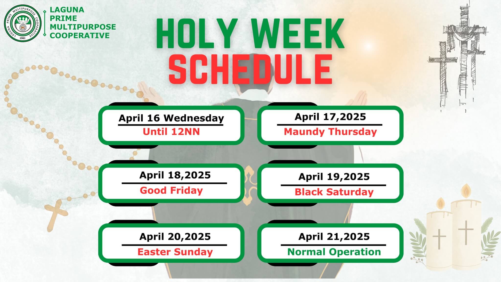 Announcement Holy Week Schedule 2025 - LPMPC