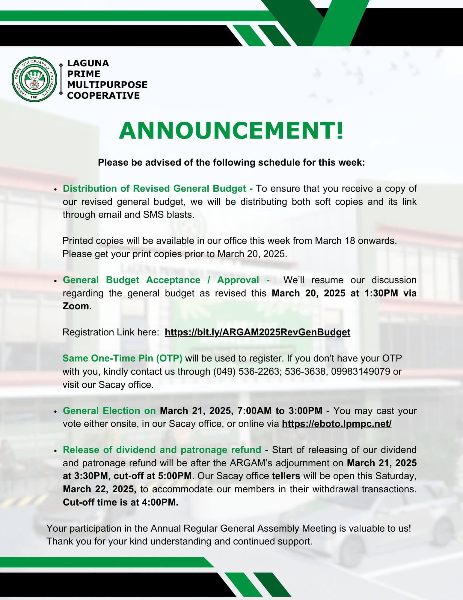 LPMPC Schedule Announcement for the week 2025 - LPMPC