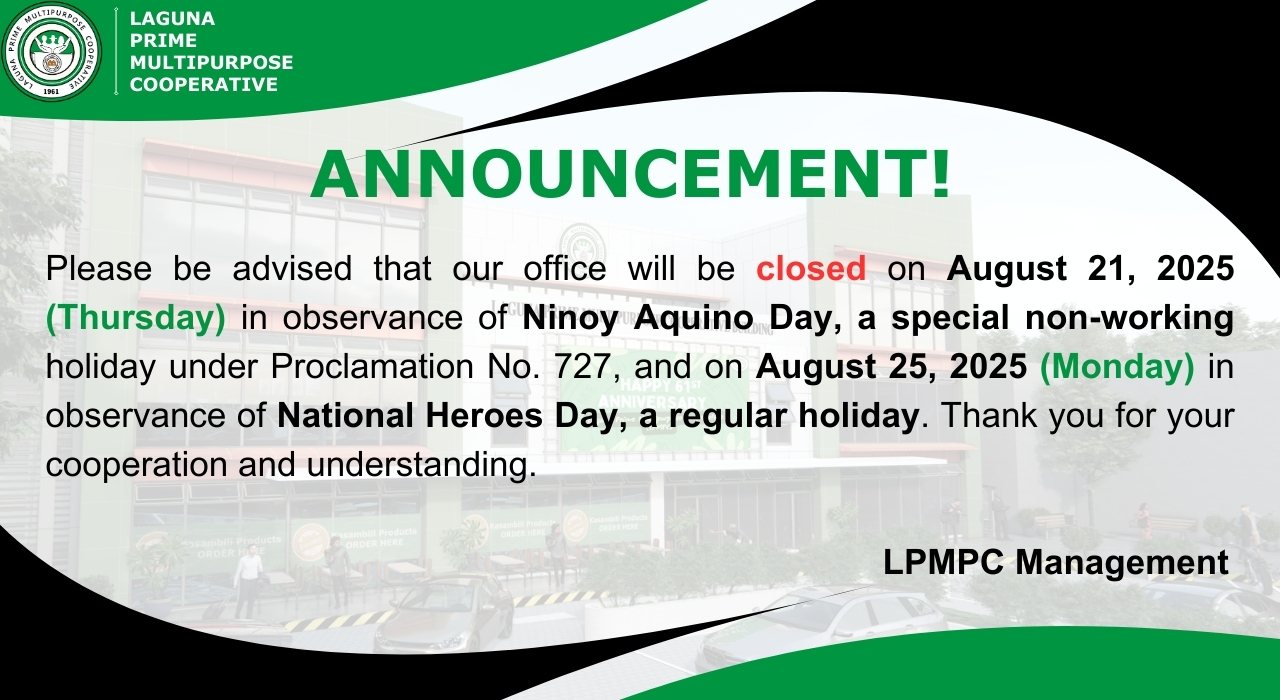 Holiday Announcement for August 2025 - LPMPC