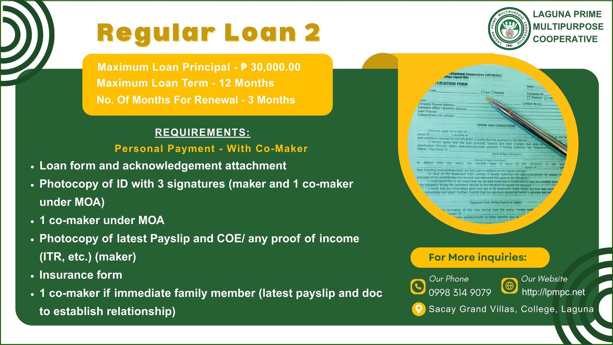 Regular Loan 2: Flexible Financial Support for LPMPC Members - LPMPC